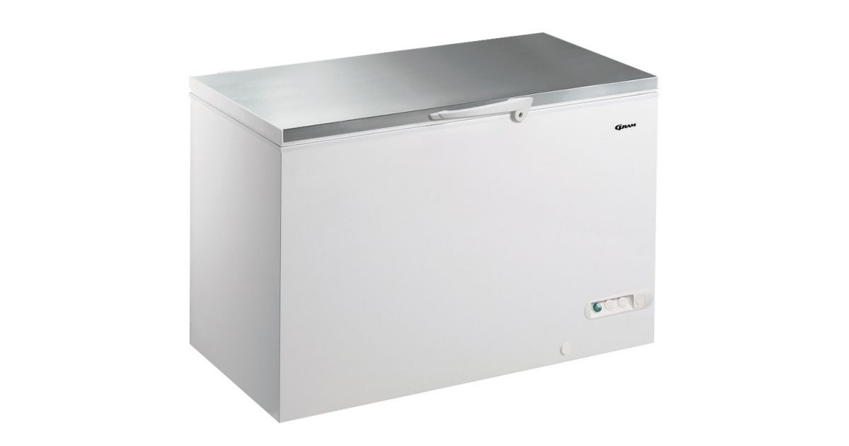 Gram CF 31S XLE 300 Ltr White Low-Energy Chest Freezer With Stainless ...