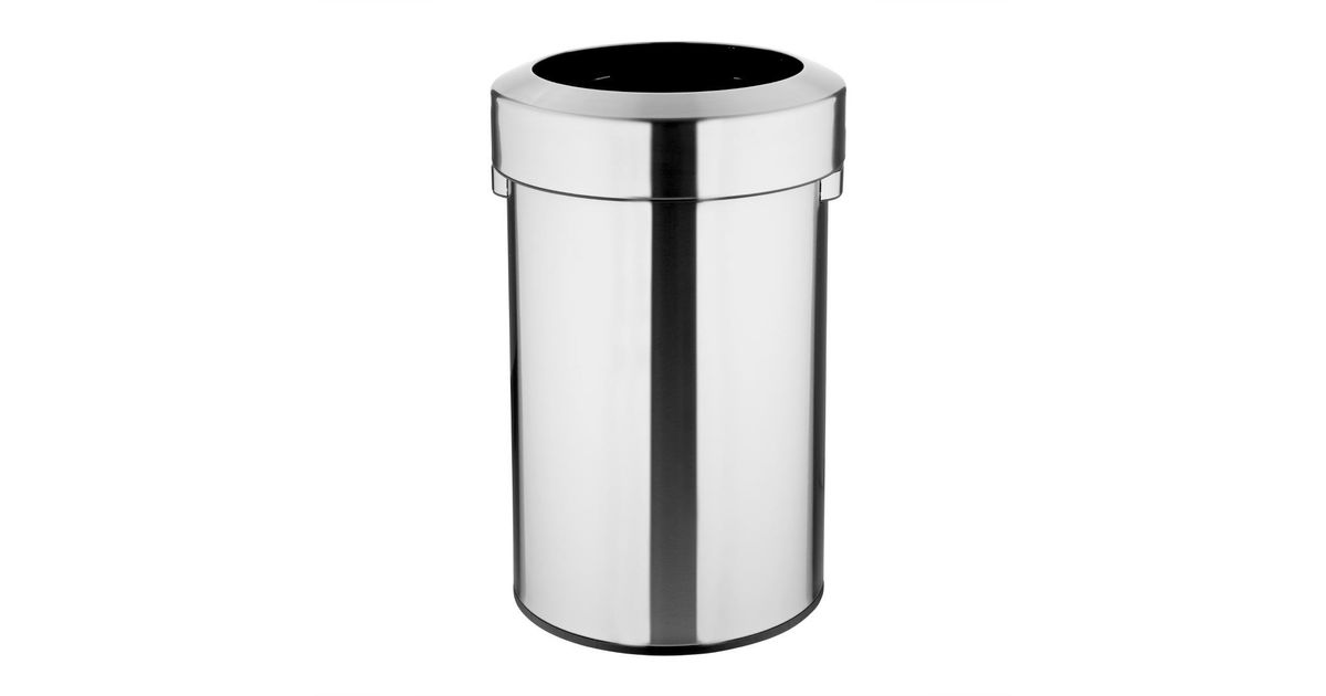 Bolero HT460 Brushed Steel Bullet Bin with Open Top Lid 70 Ltr ...