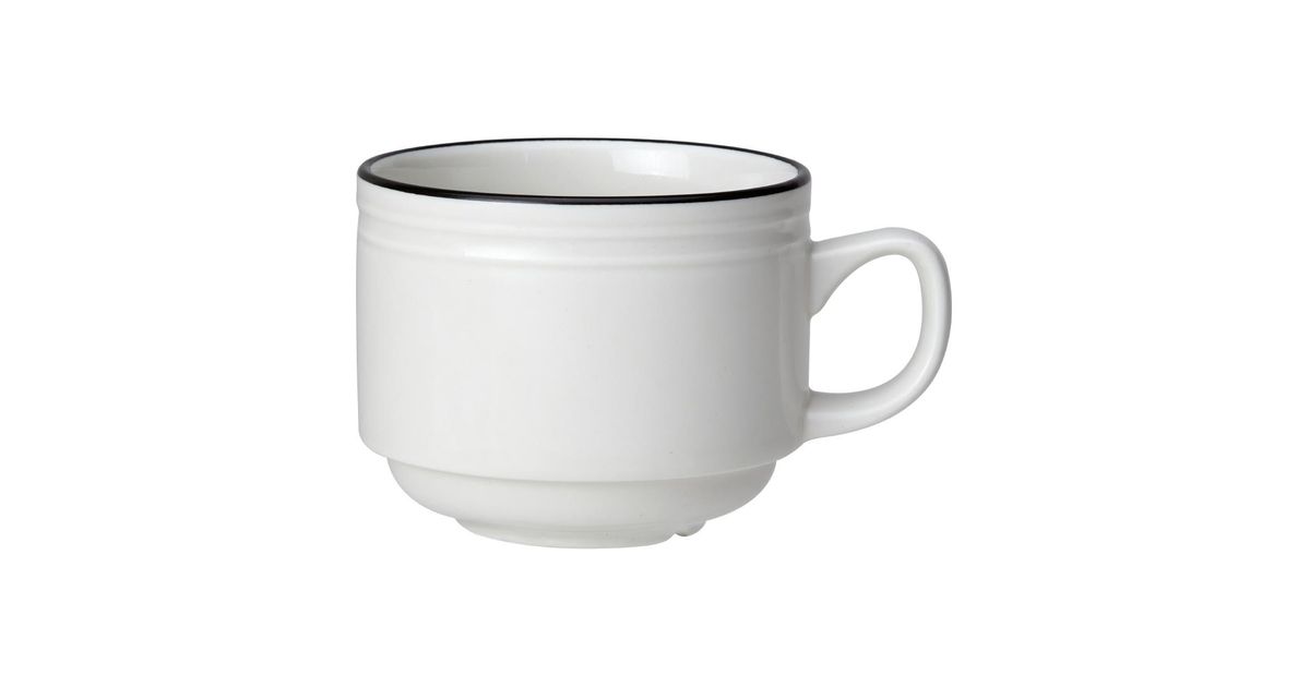 Steelite Bead VV2681 Black Band Stacking Cups 200ml (Pack of 12 ...