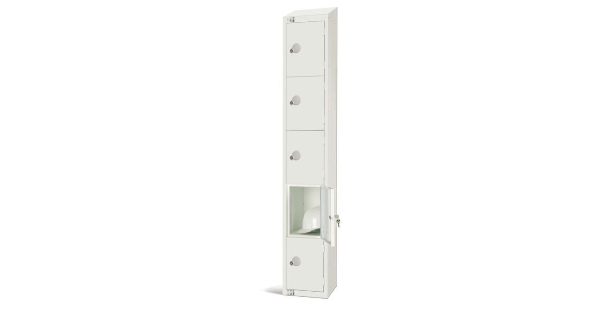 Elite Lockers GR313-PS Five Door Padlock Locker with Sloping Top White ...