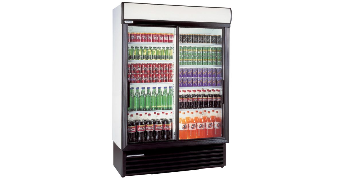 Tefcold SD1360 1075 Ltr Upright Double Sliding Glass Door White Display ...