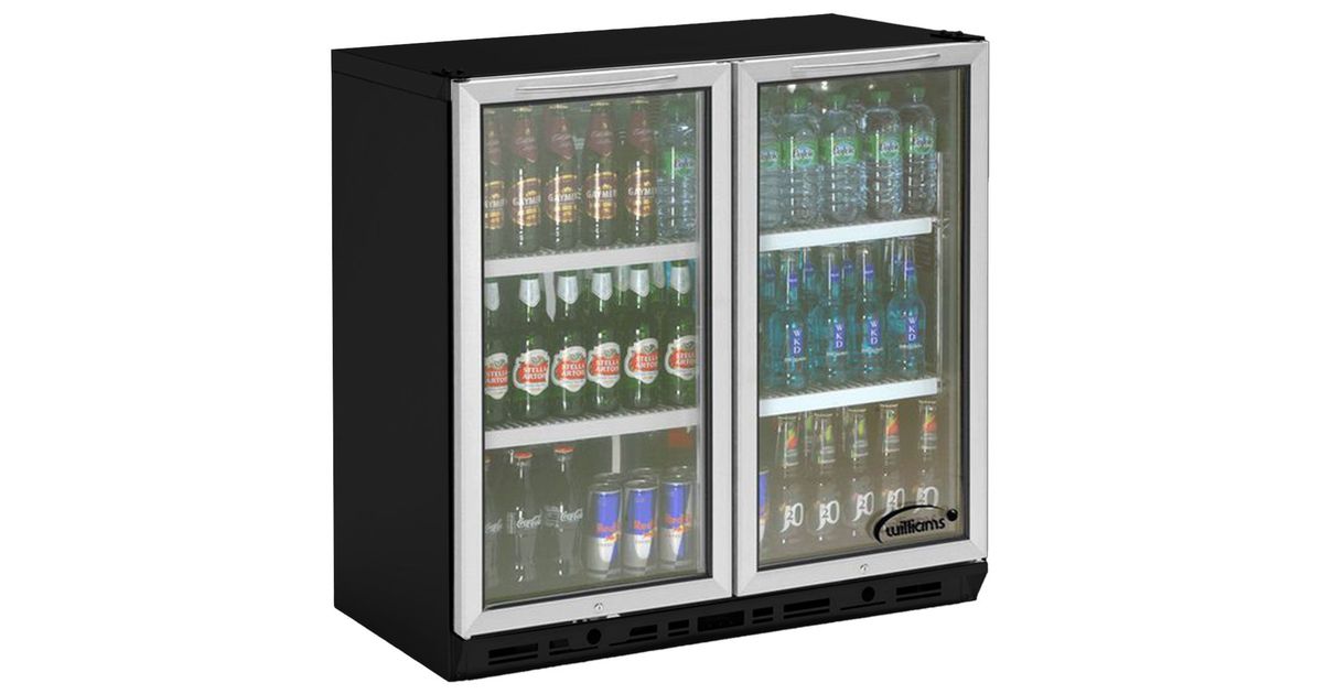 Williams BC2BS Undercounter Double Hinged Glass Door Black Back Bar ...