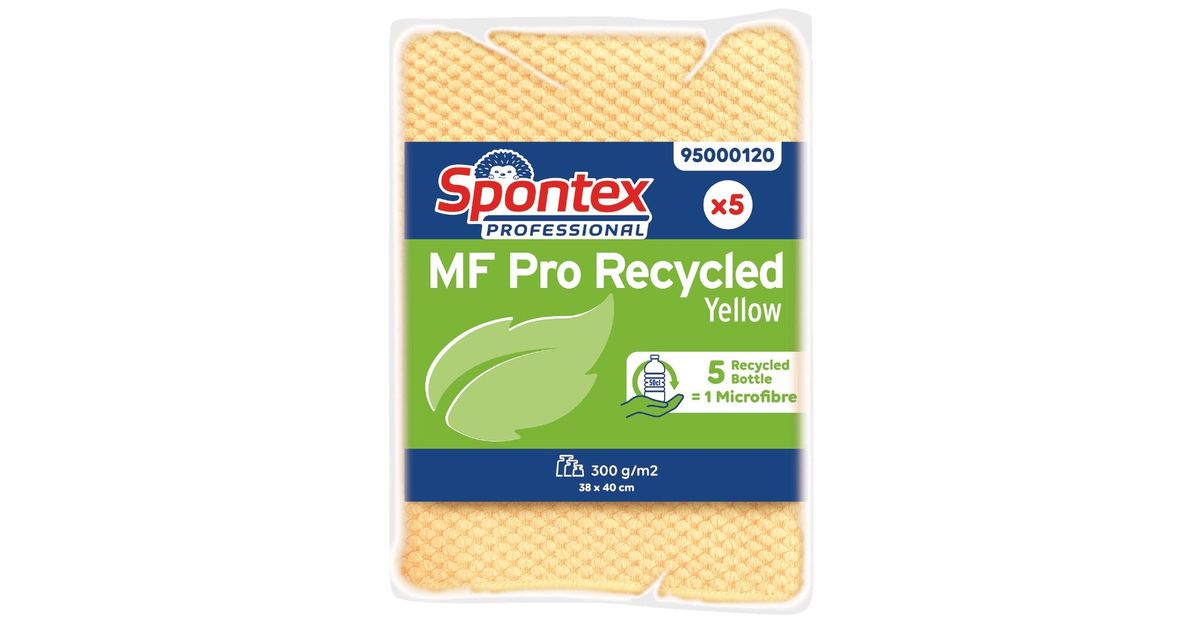 Spontex FT635 MF Pro Recycled Microfibre Cloth Yellow (Pack of 5 ...