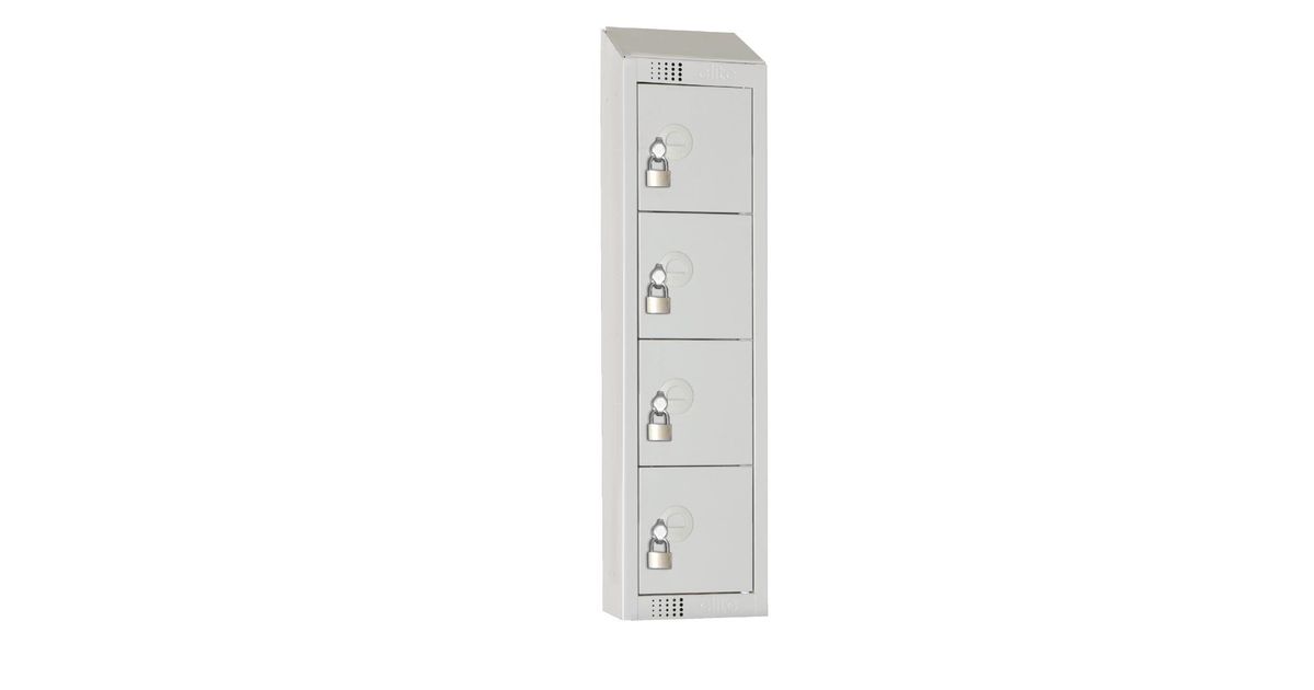 Elite Lockers CF753-PS Personal Effects Locker 4 Door Grey Padlock ...