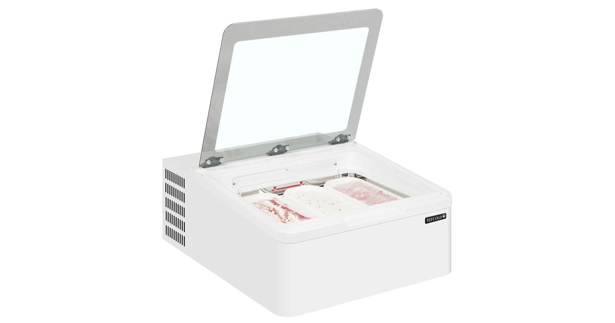 Tefcold MINI CREAM 3V 3 x Napoli Pan White Countertop Ice Cream Display ...