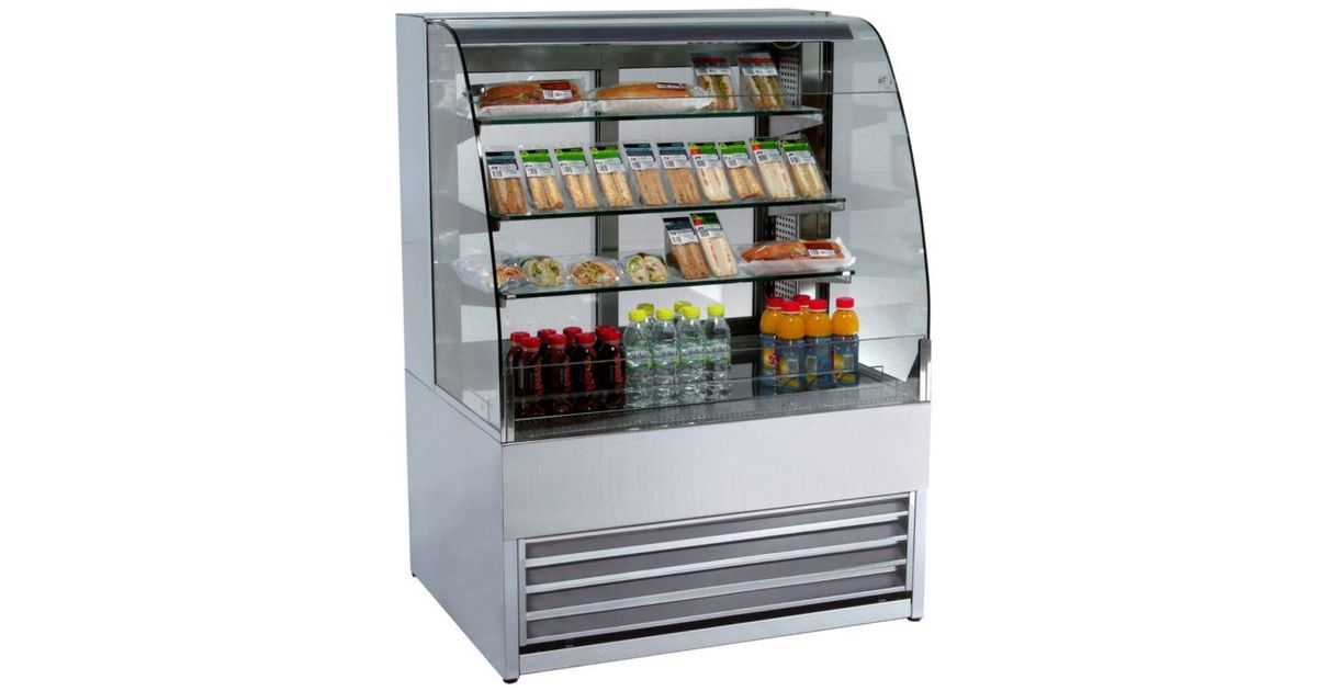 Frost-Tech P75-100-OPEN 1000mm Wide Curved Glass Patisserie Serve Over ...
