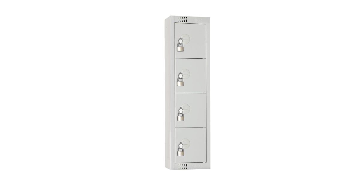 Elite Lockers CF753-PF Personal Effects Locker 4 Door Grey Padlock ...