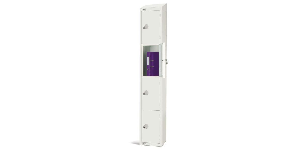 Elite Lockers GR305-PS Four Door Padlock Locker with Sloping Top White ...