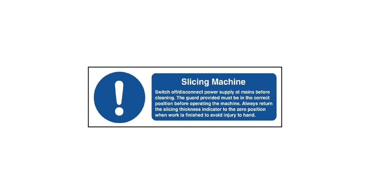 Vogue W297 Slicing Machine Safety Sign - Catering Appliance Superstore