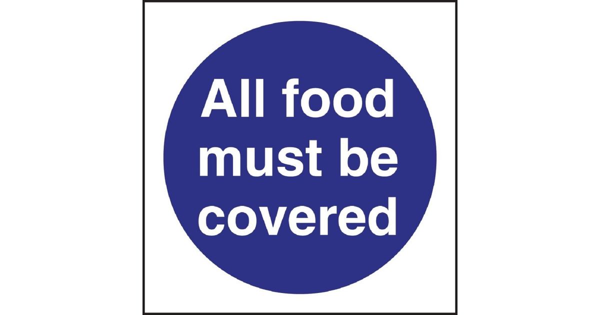 Vogue L953 All Food Must Be Covered Sign Self-Adhesive - Catering ...
