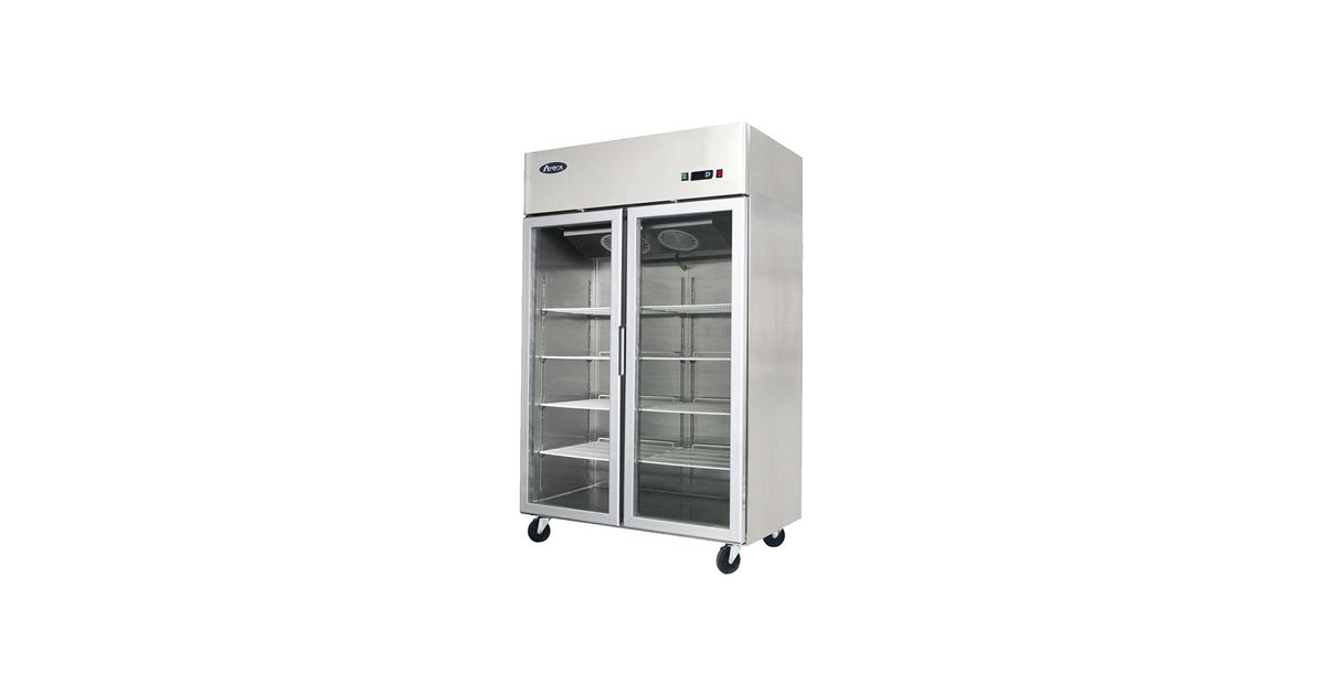Atosa YCF9408GR 900 Ltr Upright Double Hinged Glass Door Stainless ...