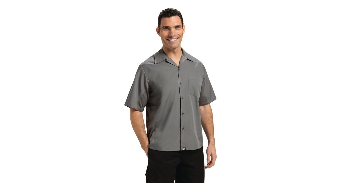 Chef Works B179-M Unisex Cool Vent Chefs Shirt Grey M - Catering ...