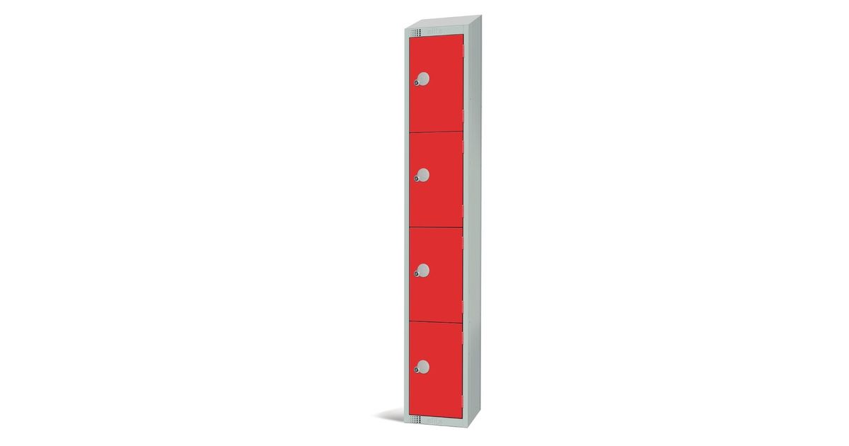 Elite Lockers W952-CLS Four Door Manual Combination Locker Red with ...