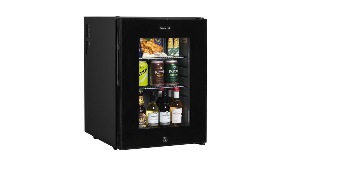 Tefcold TM44G 36 Ltr Black Silent Glass Door Hotel Minibar Fridge ...