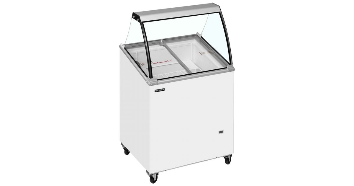 Tefcold IC200SCE+CANOPY 4 x Napoli Pan White Curved Glass Ice Cream ...