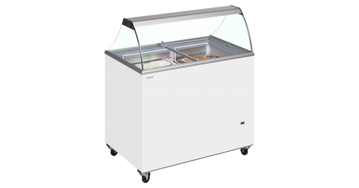Tefcold IC300SC+CANOPY 7 x Napoli Pan White Curved Glass Ice Cream ...