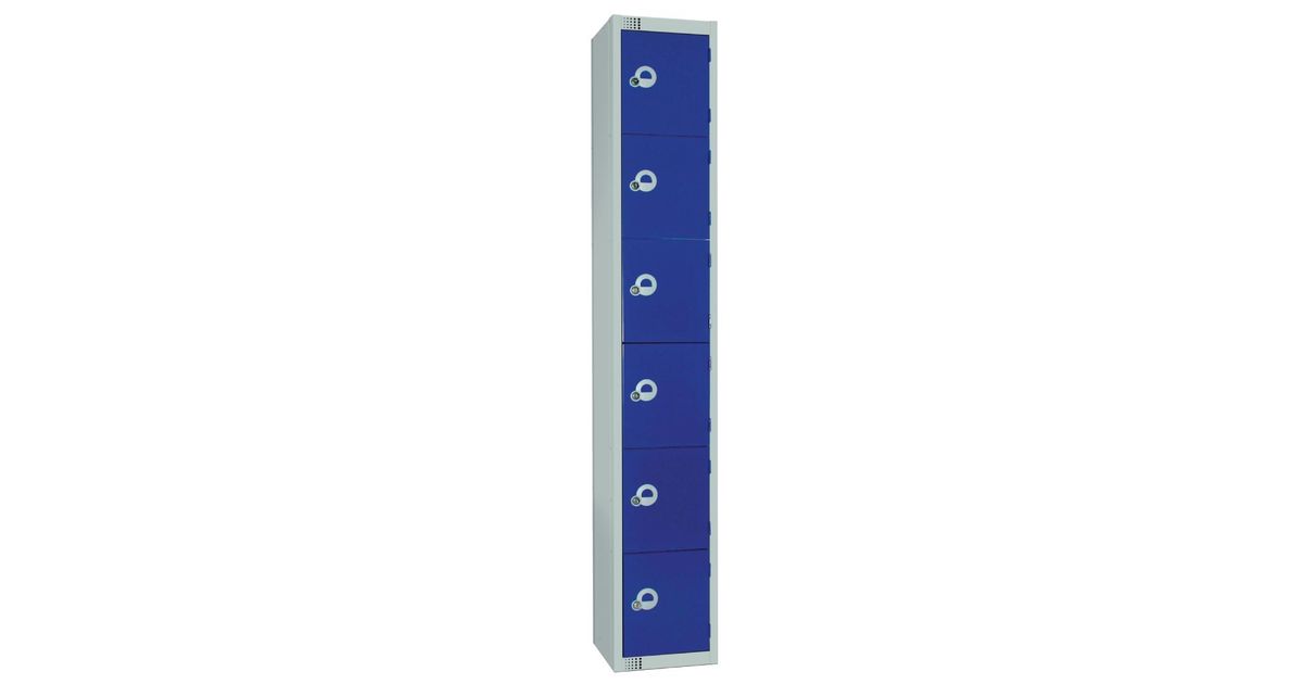 Elite Lockers W948-EL Six Door Electronic Combination Locker Blue ...