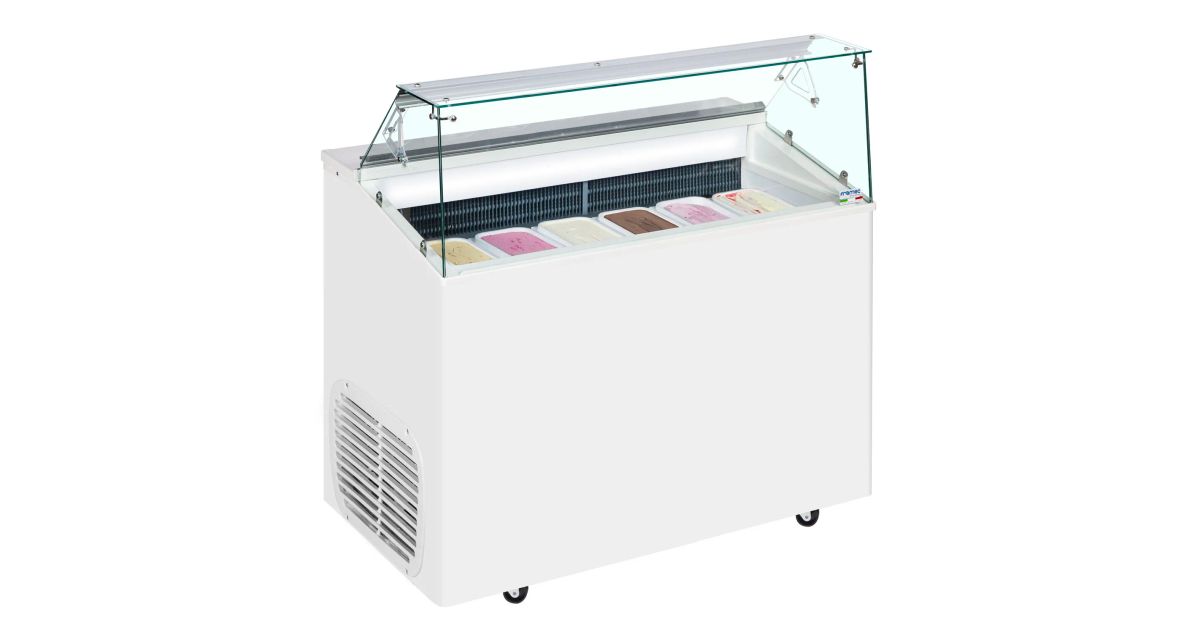 Tefcold TOP6E 6 x Napoli Pan White Flat Glass Ice Cream Display Freezer ...