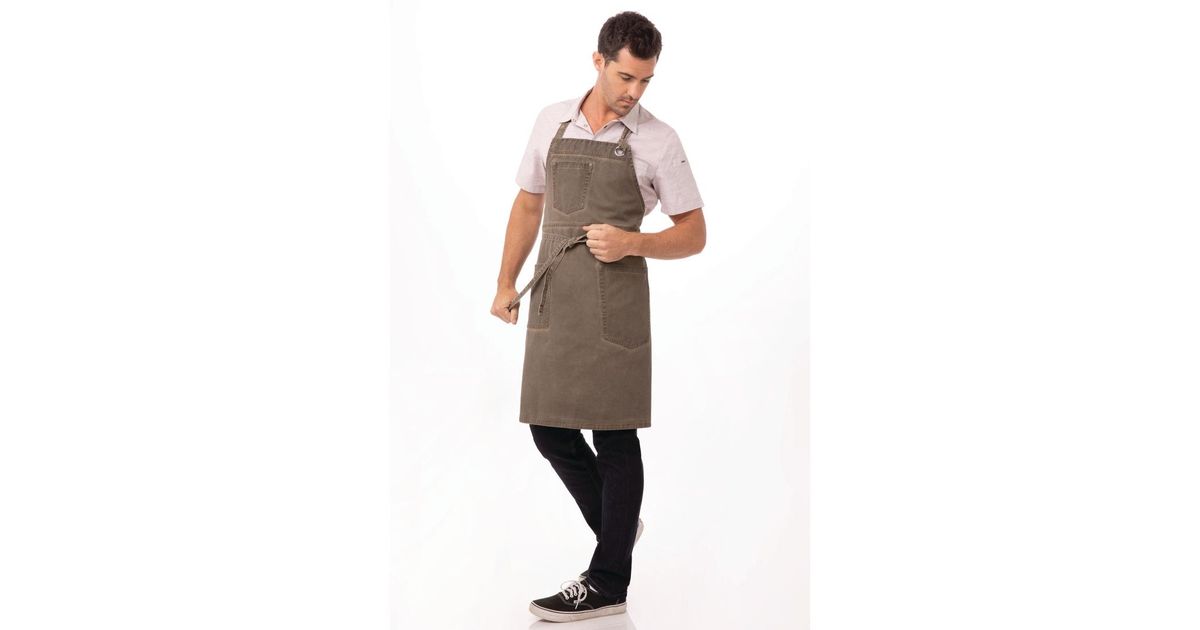 Chef Works Urban Dorset BB002 Bib Apron Earth Brown - Catering ...