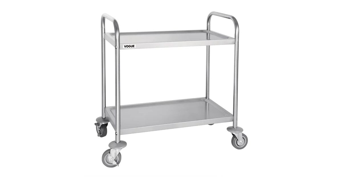 Vogue F996 Stainless Steel 2 Tier Mobile Clearing Trolley - Catering ...