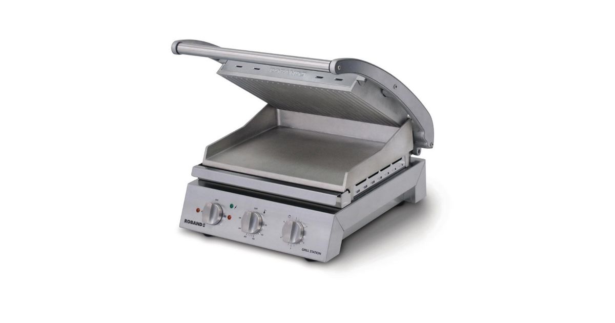 Roband GSA810R Electric Single Contact Panini Grill - Ribbed Top & Flat ...
