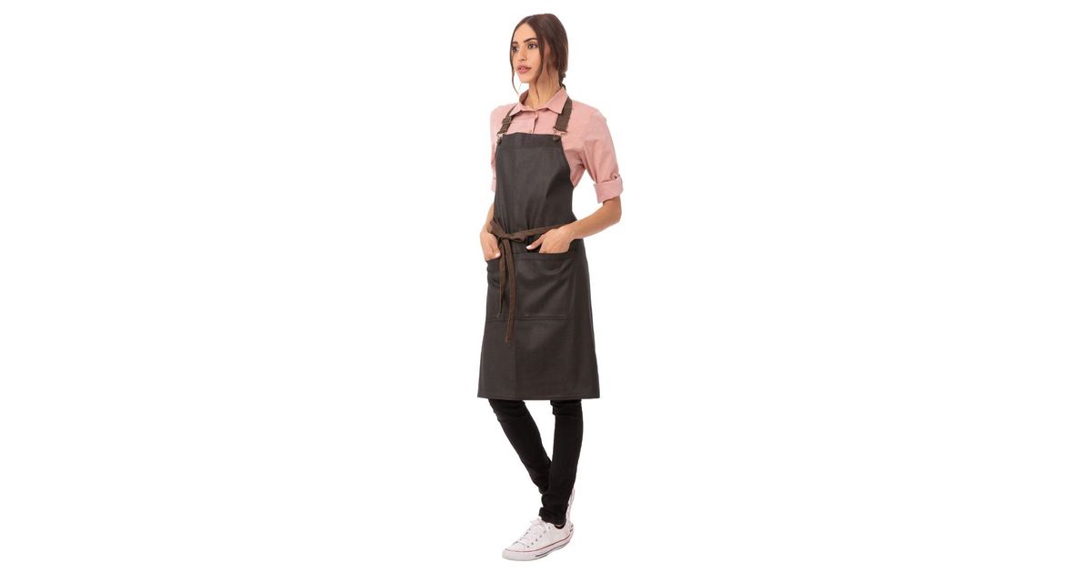 Chef Works Urban Wet Look Boulder BB020 Bib Apron Brown & Black ...