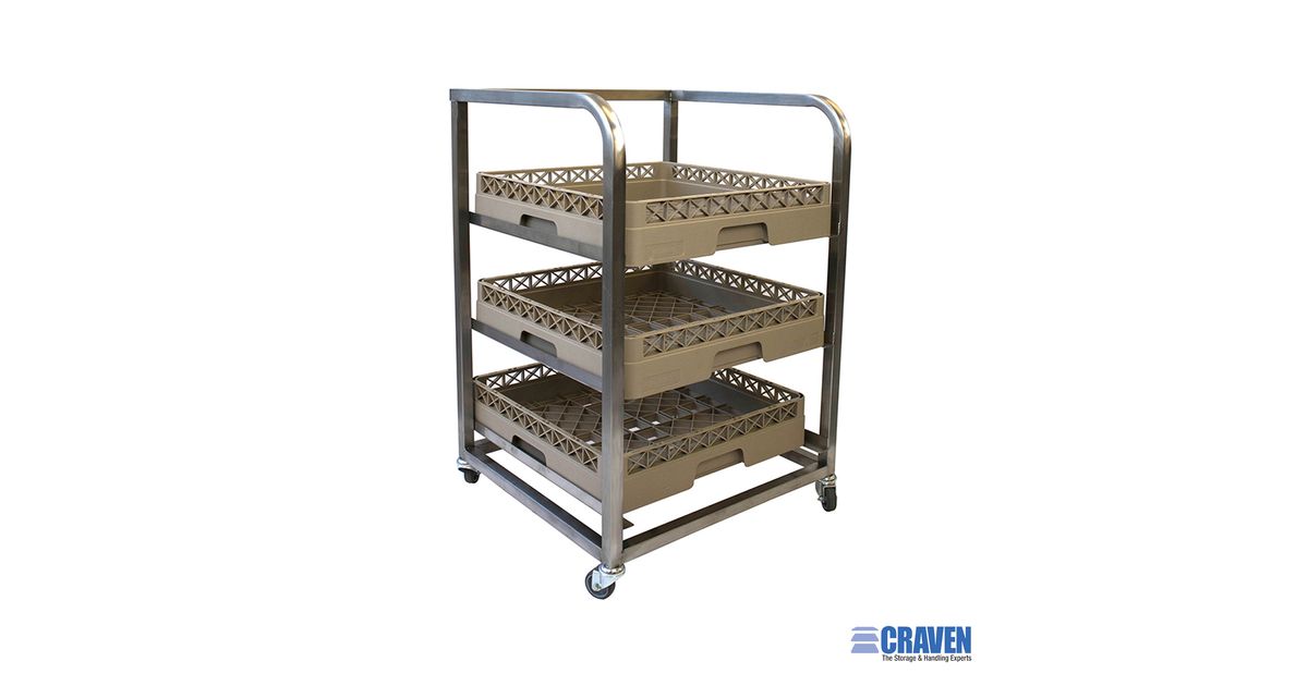 Craven GLA3-Z Three Tier Stainless Steel Glass Tray Trolley - Catering ...