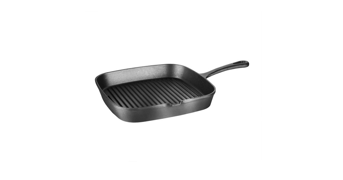 Vogue M653 Square Cast Iron Ribbed Skillet Pan 241mm - Catering ...