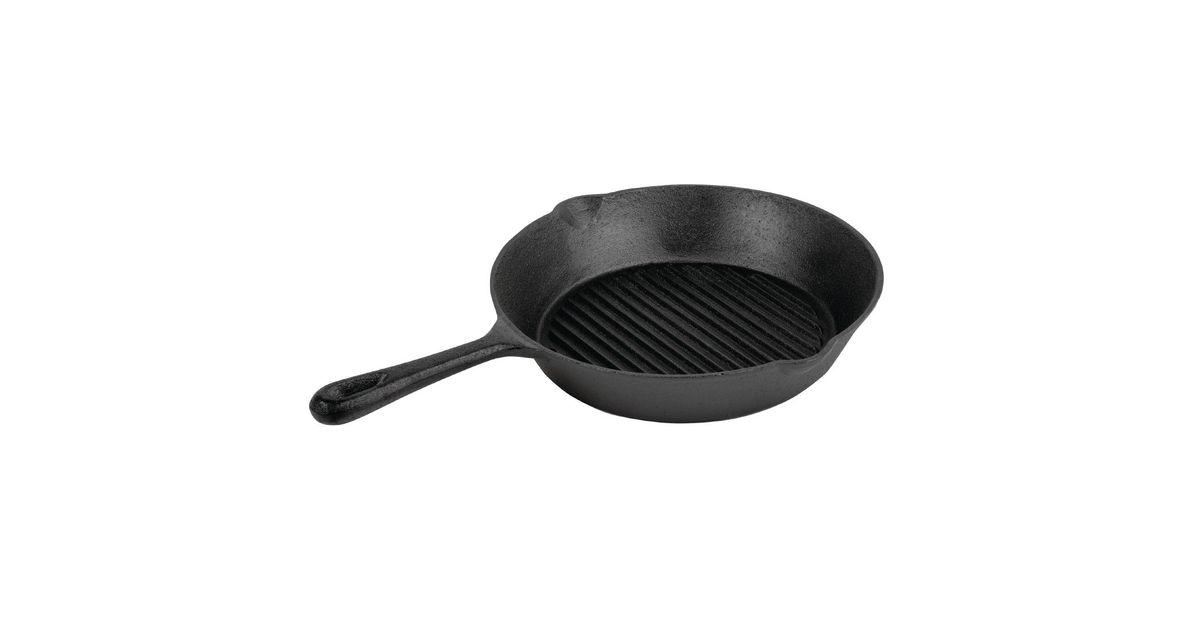 Vogue M652 Round Cast Iron Ribbed Skillet Pan 260mm - Catering ...