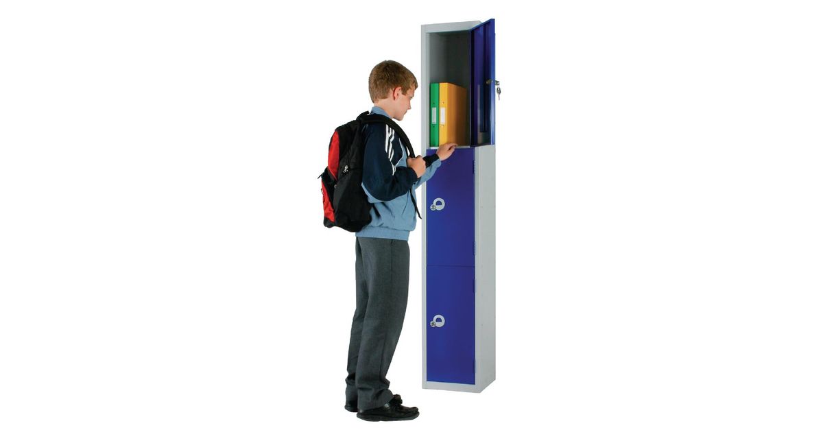 Elite Lockers W946-EL Three Door Electronic Combination Locker Blue ...