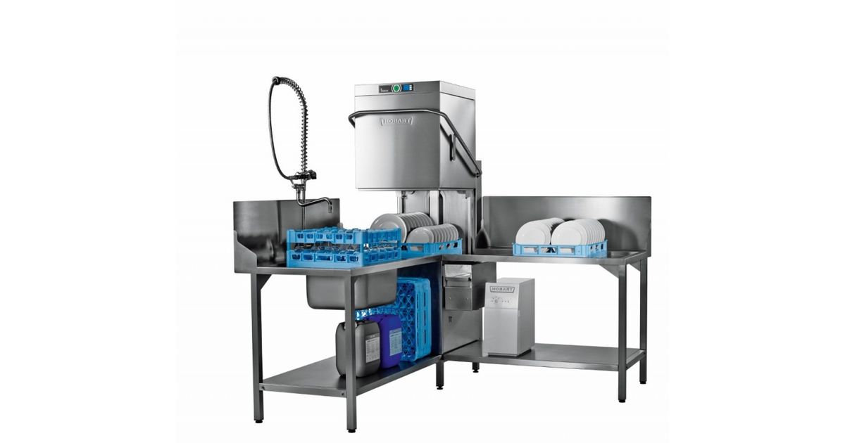 Hobart AUP-10A 18 Plate Passthrough Dishwasher With Drain Pump, Break Tank And Rinse Boost Pump ...