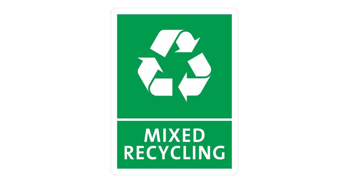 Jantex Slim Bin FX196 Mixed Recycling Label - Catering Appliance Superstore