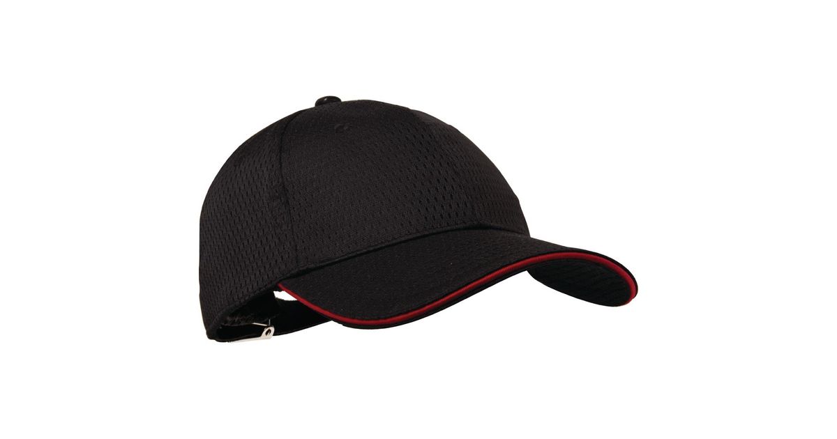Colour by Chef Works A945 Cool Vent Baseball Cap Black with Red Trim ...