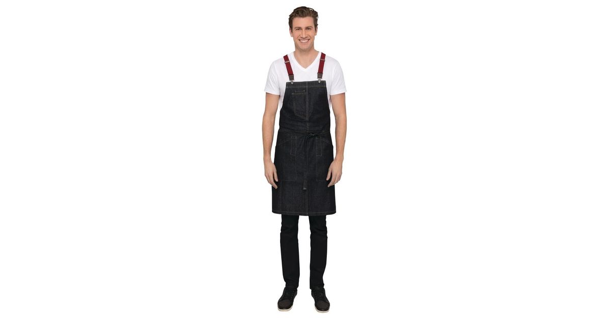 Chef Works Urban Berkeley BB206 Bib Apron Denim Brace Dark Indigo ...