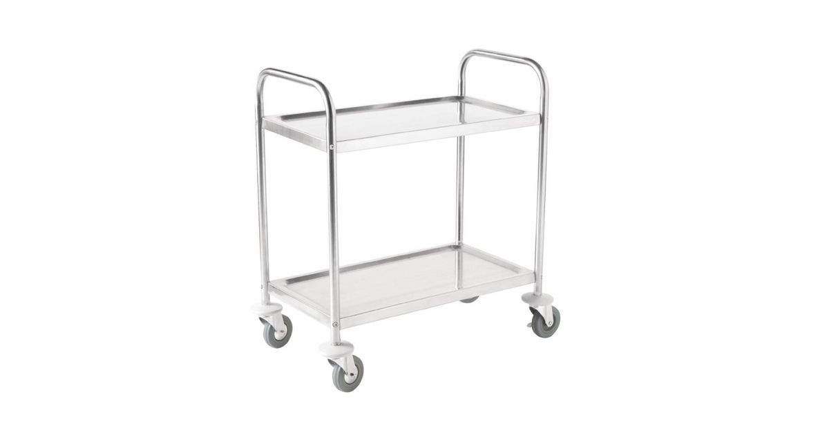 Vogue F998 Stainless Steel 2 Tier Mobile Clearing Trolley - Catering ...