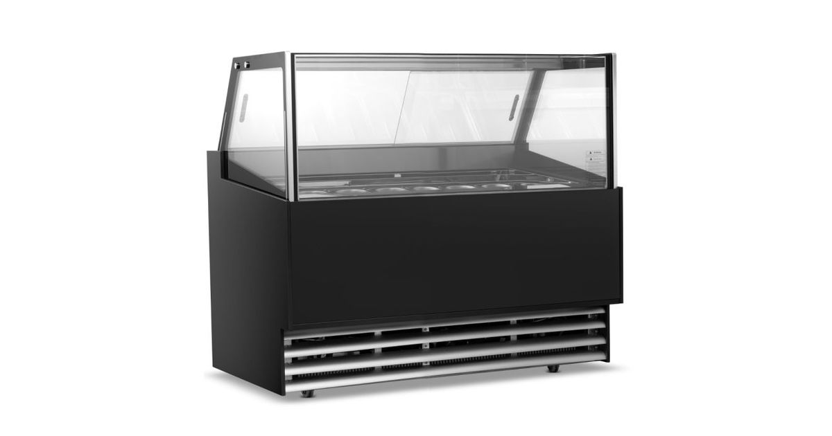 Blizzard LUXE9 9 x Napoli Pan Black Flat Glass Ice Cream Display ...