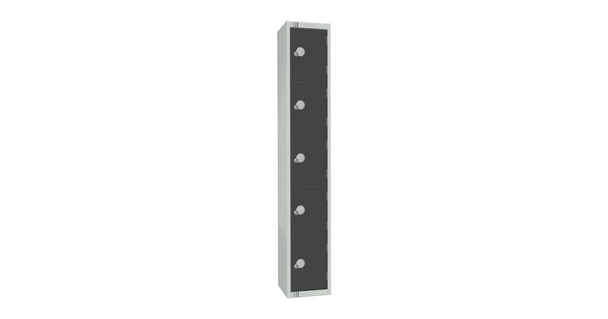 Elite Lockers GR695-EL Five Door Electronic Combination Locker Graphite ...