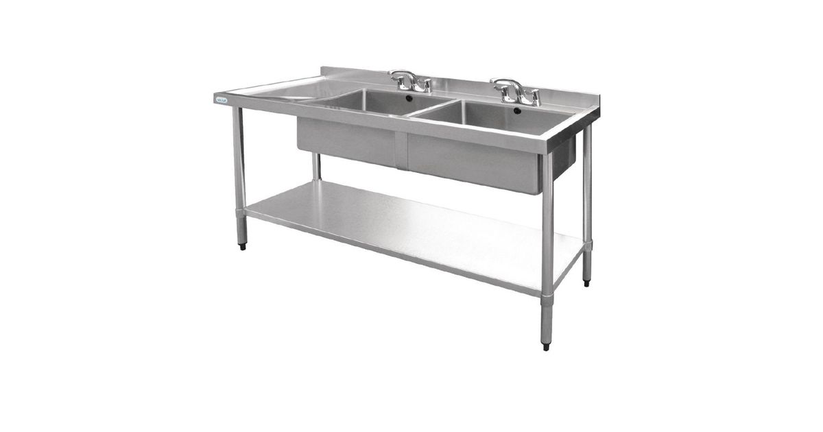 Vogue U909 Stainless Steel Double Sink with Left Hand Drainer ...