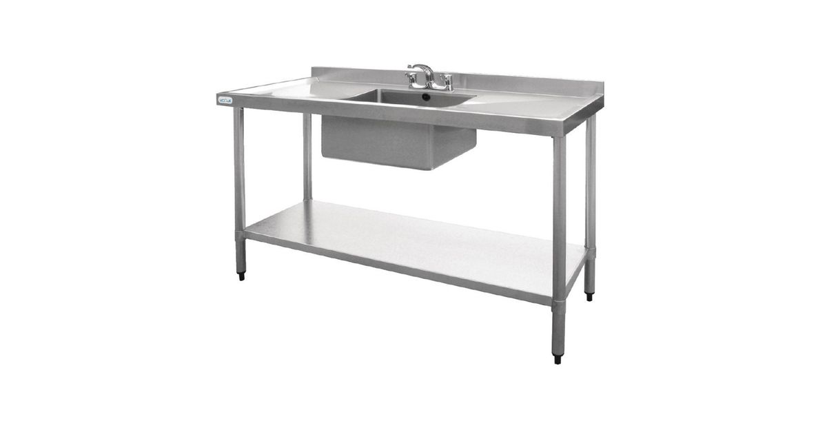 Vogue U907 Stainless Steel Single Sink with Double Drainer - Catering ...
