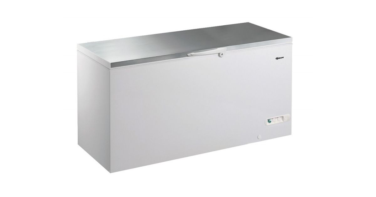 Gram CF 51S XLE 416 Ltr White Low-Energy Chest Freezer With Stainless ...