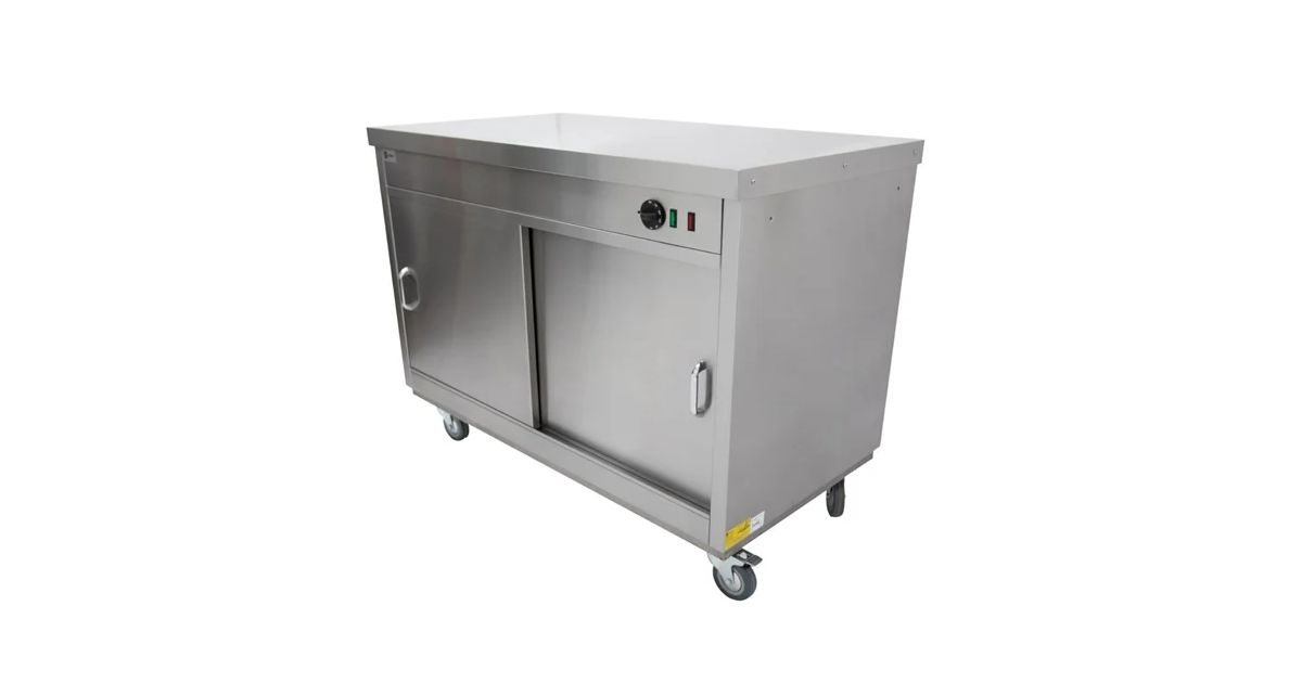 Parry HOT12P 1200mm Wide Passthrough Mobile Hot Cupboard With Plain Top ...