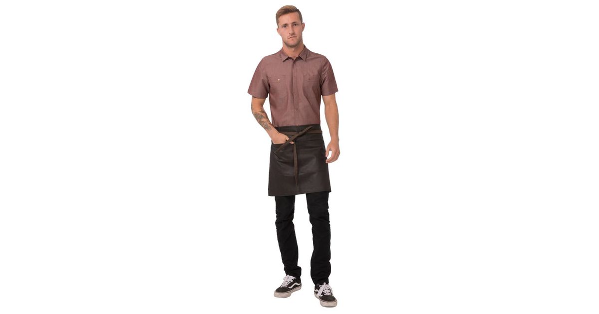 Chef Works Urban Wet Look Boulder BB035 Waist Bistro Apron Short Brown ...