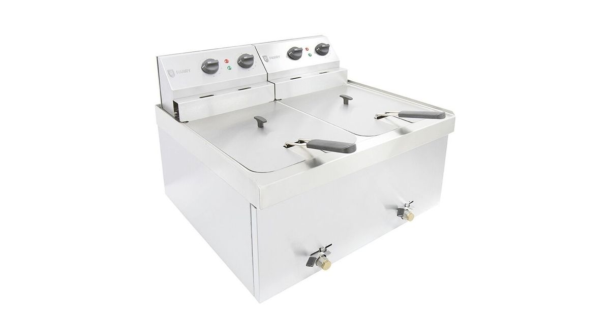 Parry NPDF9 2 x 9 Ltr Electric Countertop Twin Tank Fryer (2 x Baskets ...