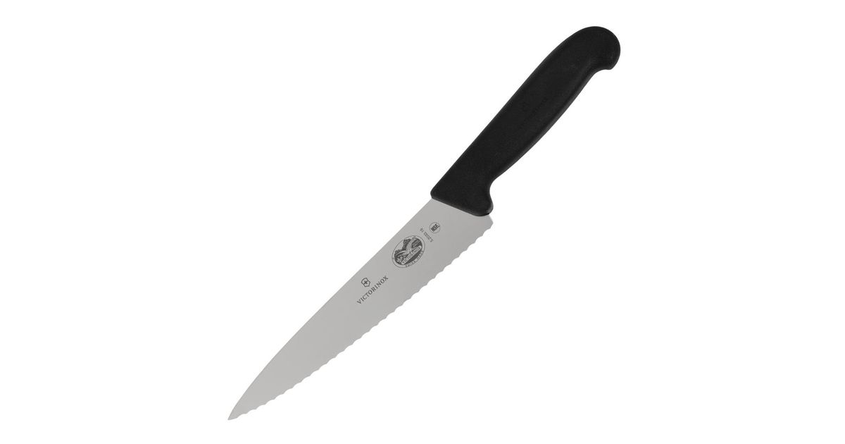 Victorinox CC265 Fibrox Serrated Carving Knife Black 7.5" - Catering ...
