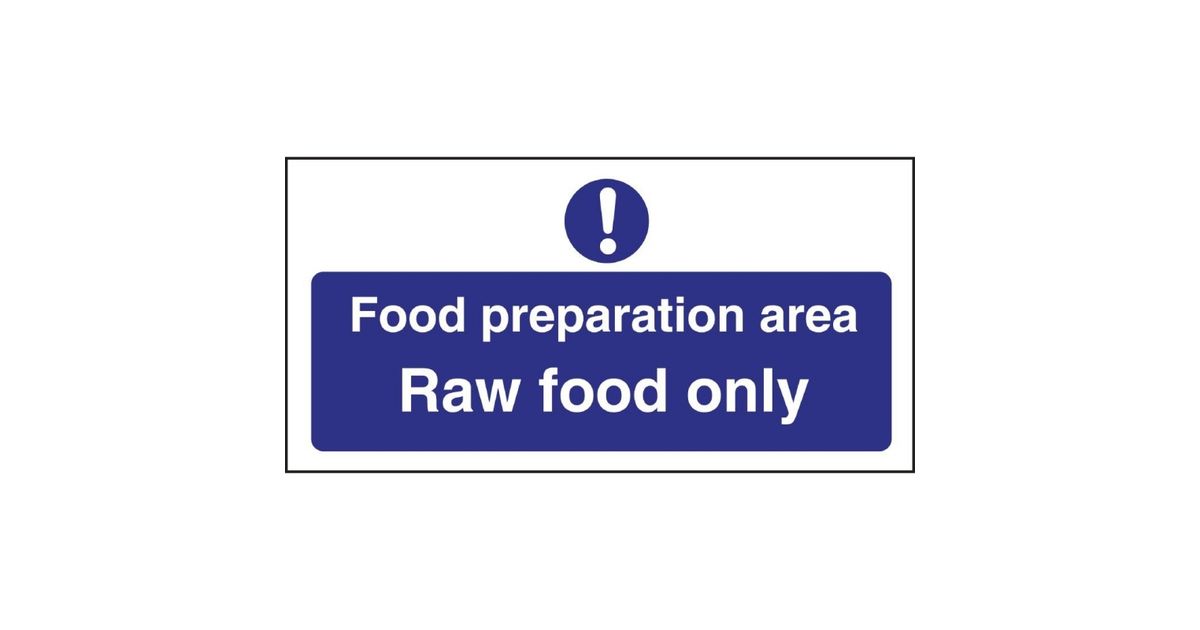 Vogue L846 Food Preparation Area Raw Food Only Sign Self-Adhesive ...