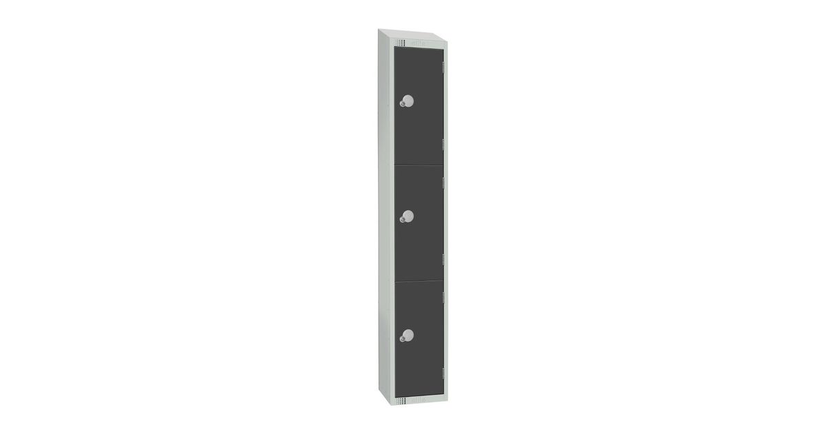 Elite Lockers GR693-PS Three Door Padlock Locker Graphite Grey with ...