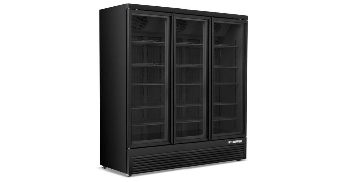 Blizzard BMC3 1664 Ltr Upright Triple Hinged Glass Door Black Display ...