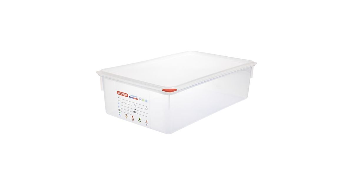 Araven T991 Polypropylene 1/1 Gastronorm Food Storage Box with Lids 21 ...
