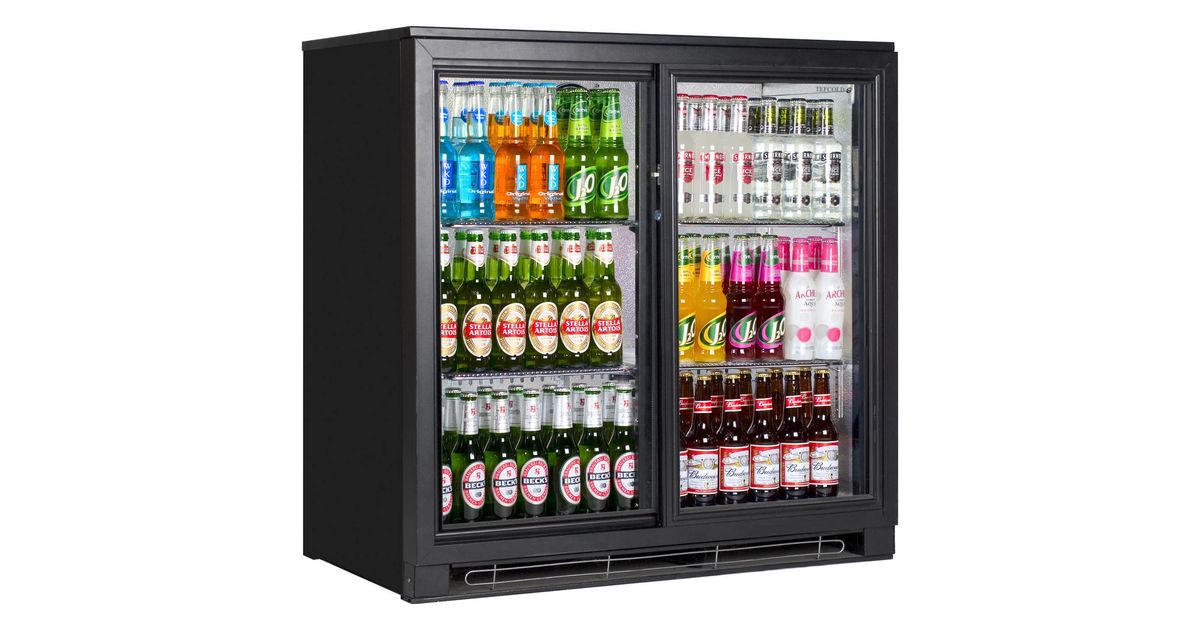 Tefcold BA20S 196 Ltr Undercounter Double Sliding Glass Door Black Bar ...