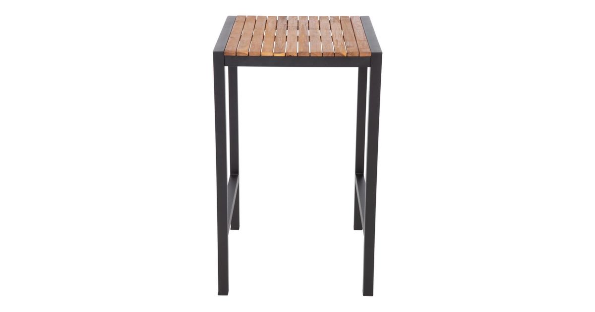 Bolero DS155 Acacia Wood & Powder-Coated Steel Square Bar Table 600mm ...